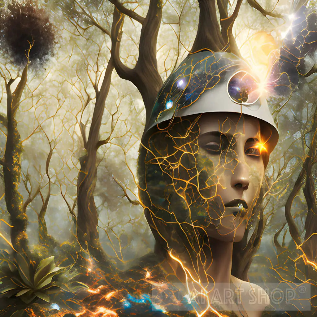 electricity fantasy art, landscape, plants in the forest, fantasy a...