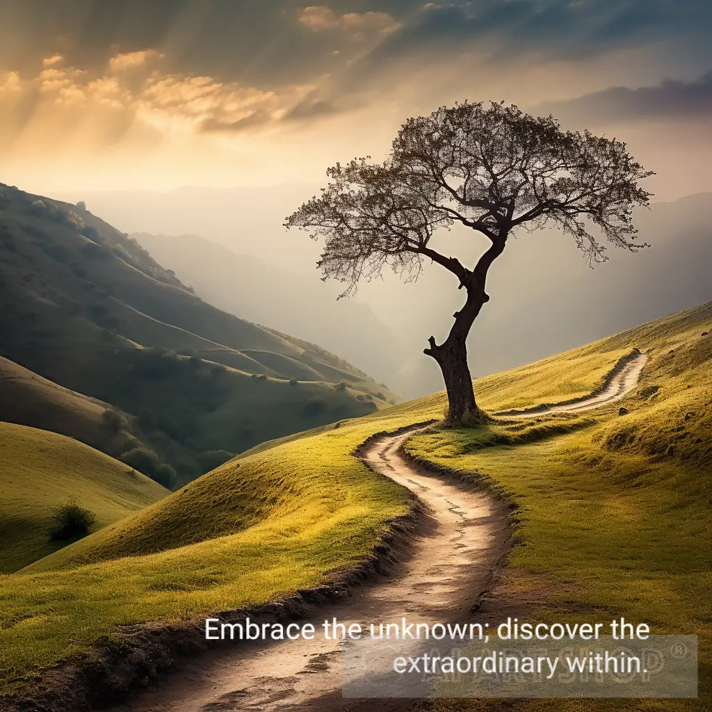 Embrace Unknown Extraordinary, Serene View, Mountains, Tree, trail,