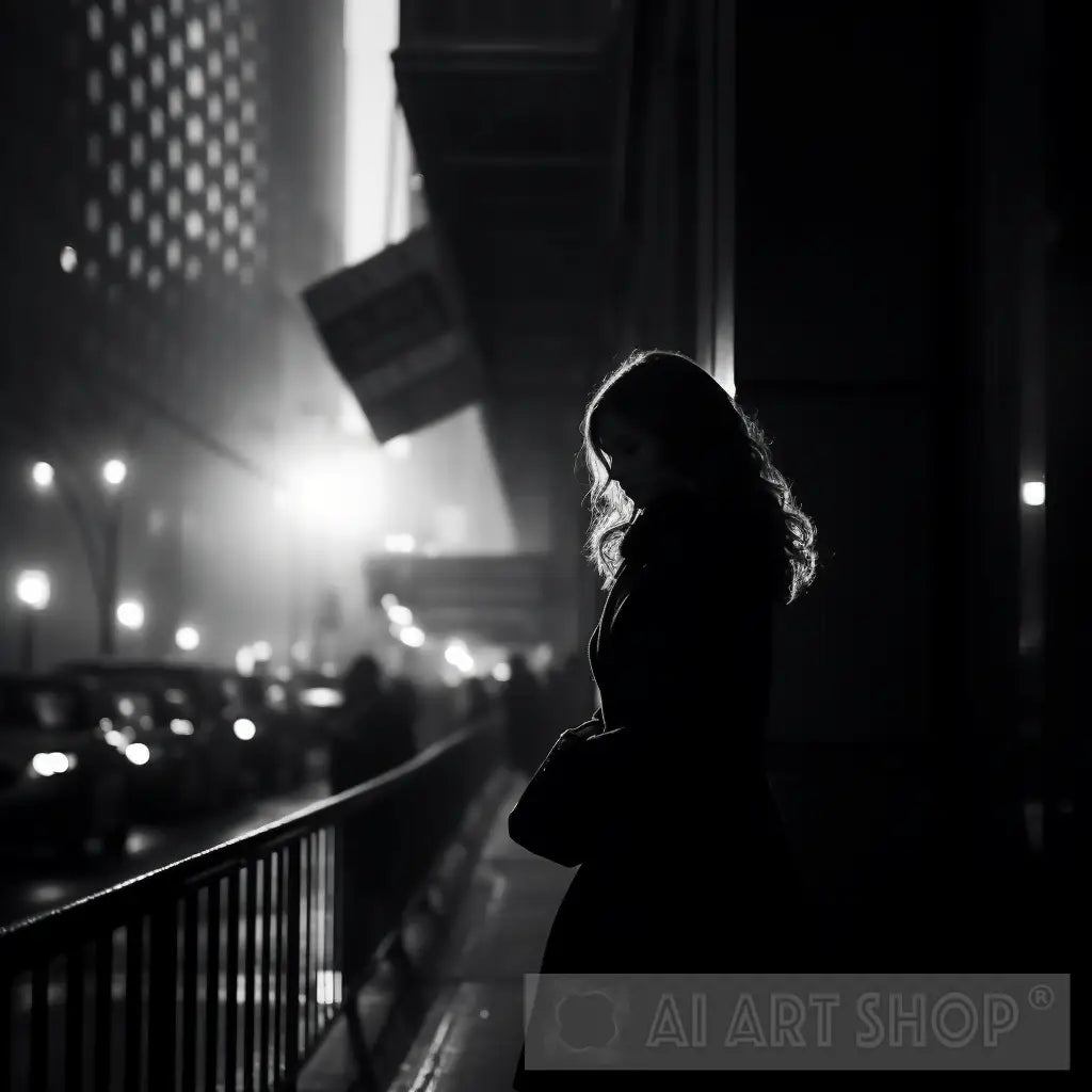 Emerging from Shadows—A Young Woman Lost In Thought In the City
