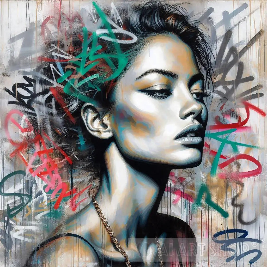 Emotional girl graffiti artwork