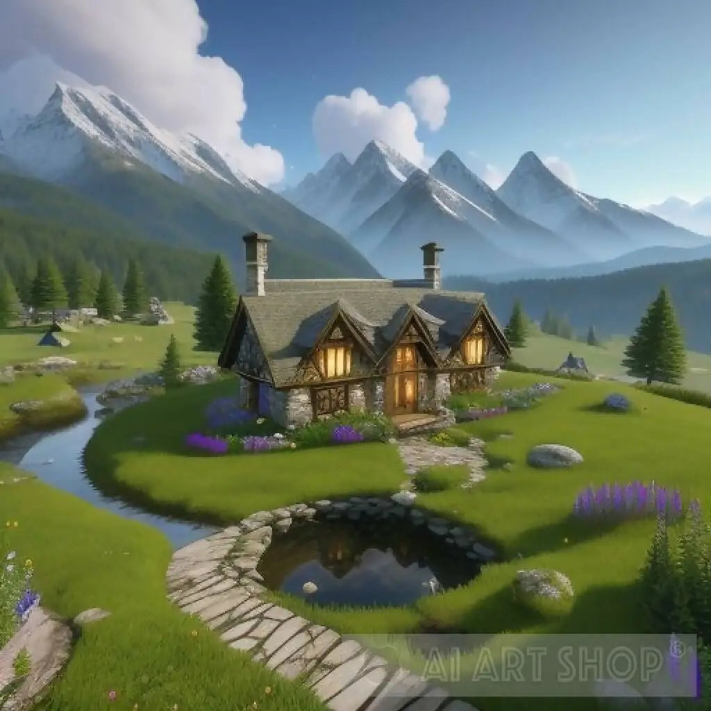 Enchanting cottage nestled in the high mountains. Magical retreat a...