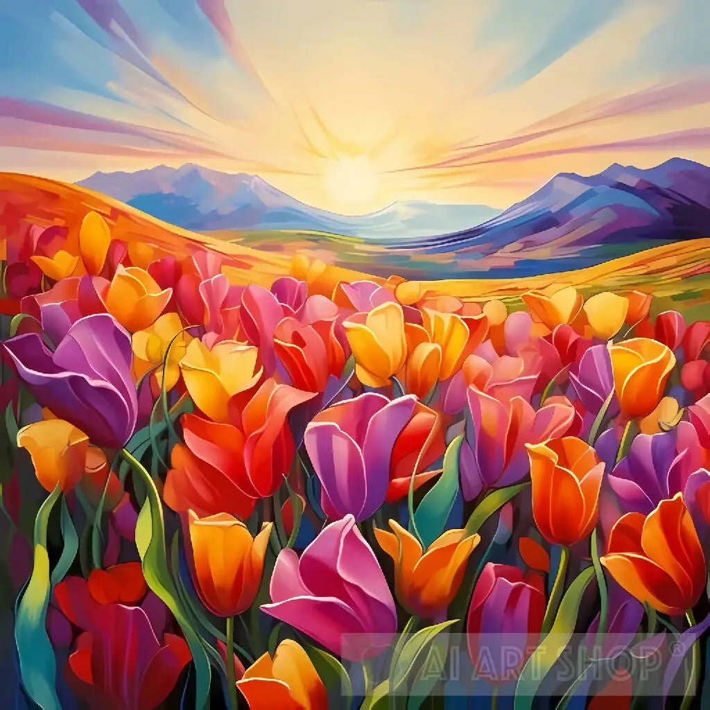 Enchanted Tulip Symphony: A Digital Art Masterpiece