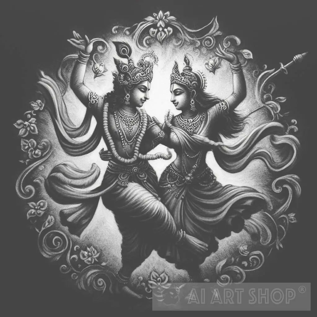 Eternal Rhapsody: Radha and Krishna, Dancing in Love and Harmony