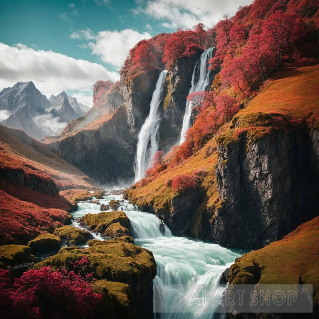 Ethereal Reverse Gravity Landscape Art Print - Surreal Floating Mounta