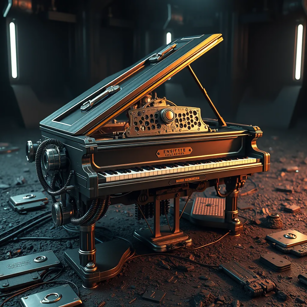 ai art, piano, mech,