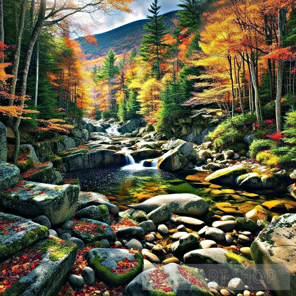 Fall scenic landscape picture of a rocky spring - Nature landscape dig