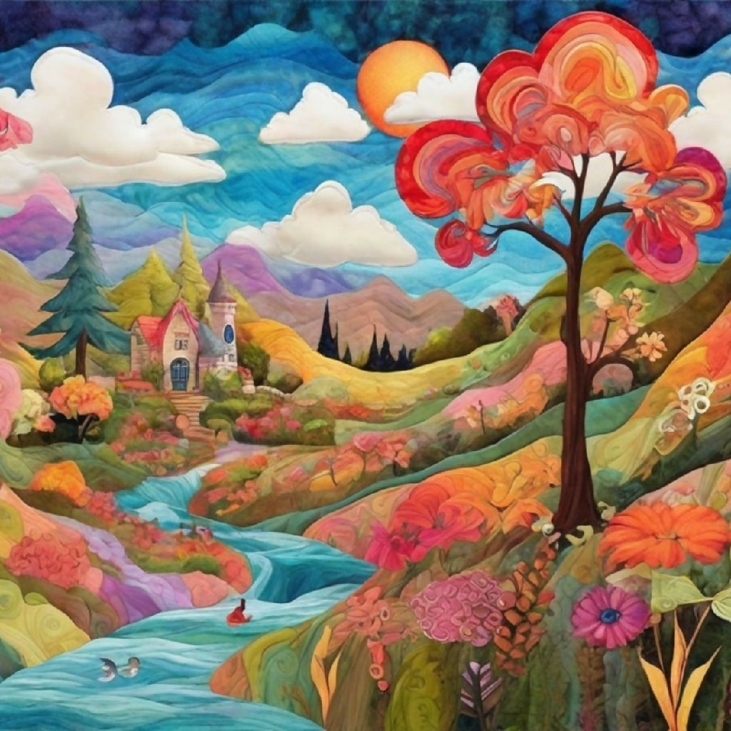landscape - digital art - enchanted valley - colorful sunrise - fan...