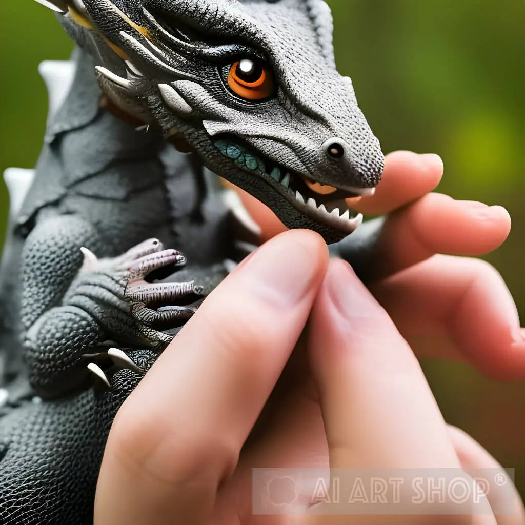 dragon hatchling held feeding pet