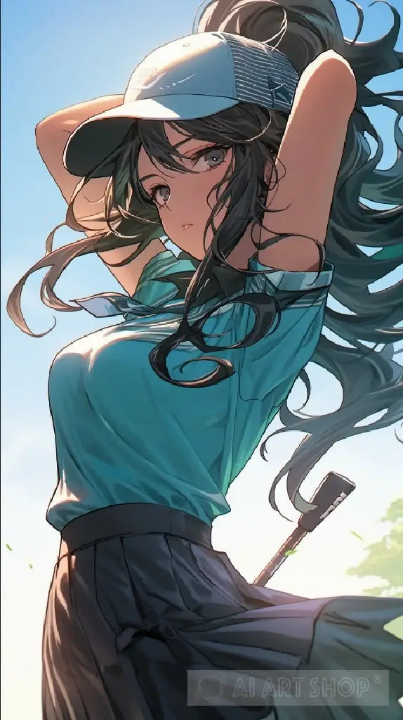 Female anime golfer