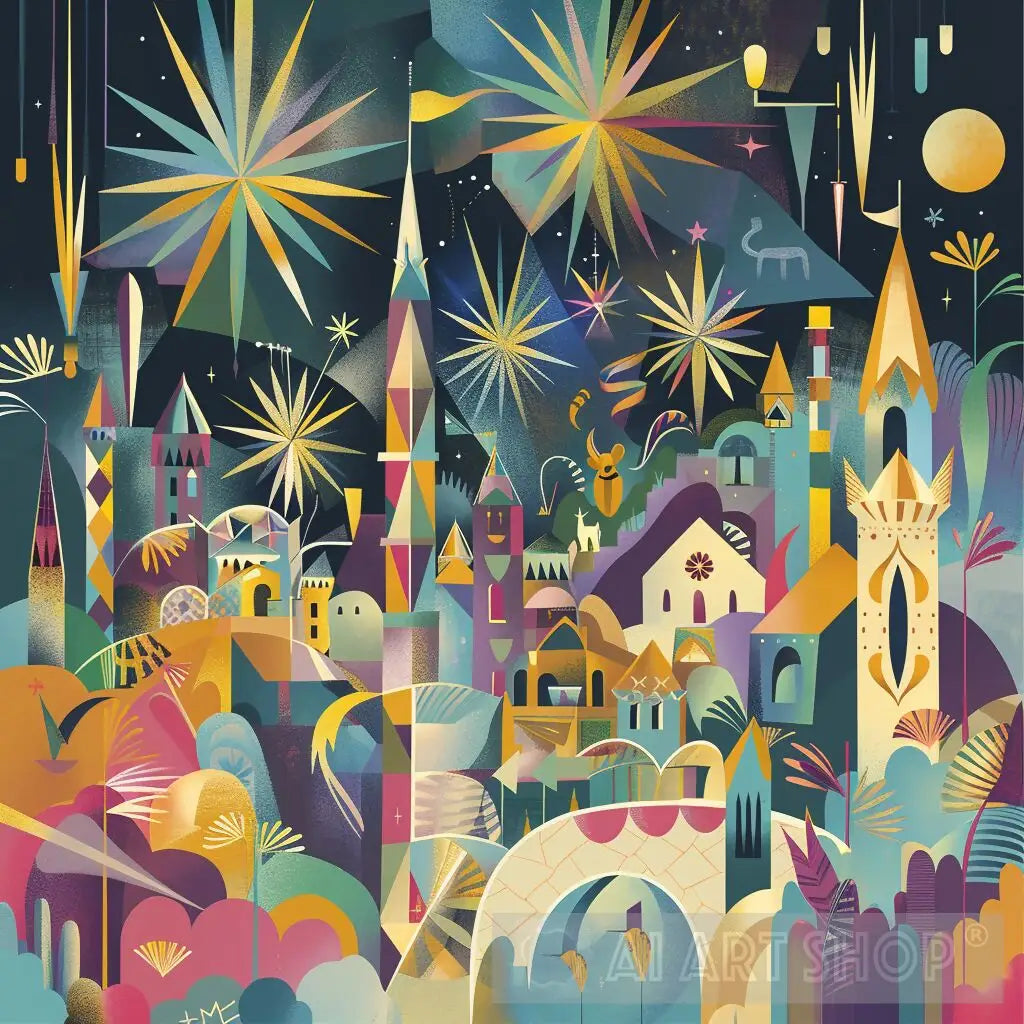 Festival of Colors - Folk Art Illustration