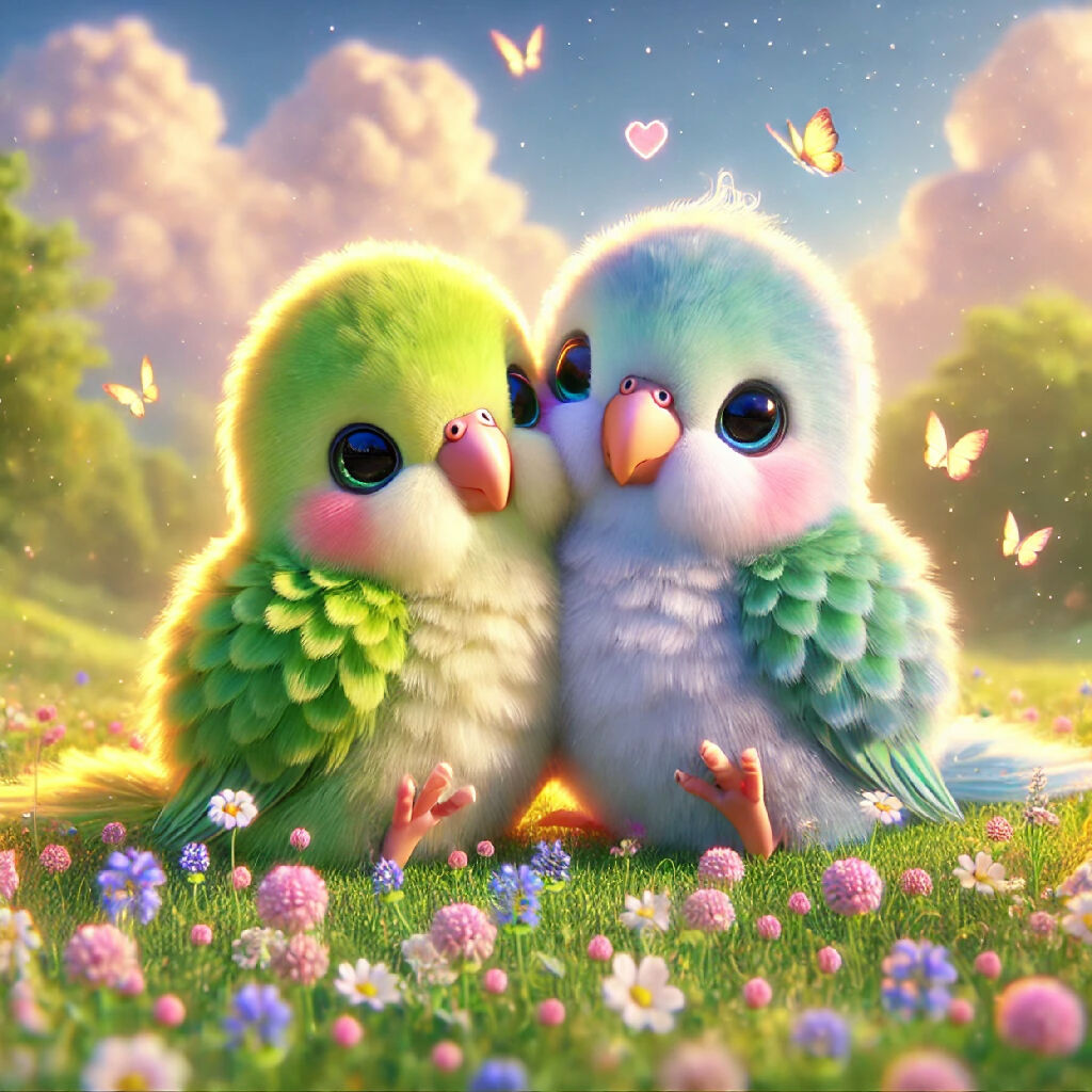 cute parrots in love