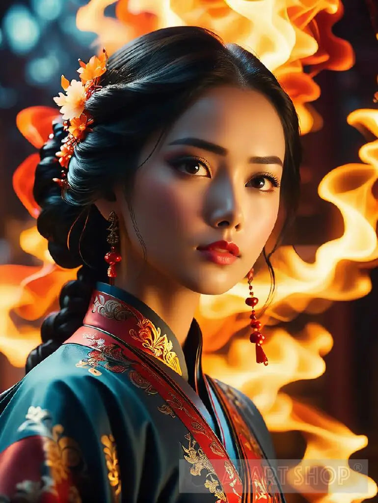 AI Generated Portrait "Fire Princess".