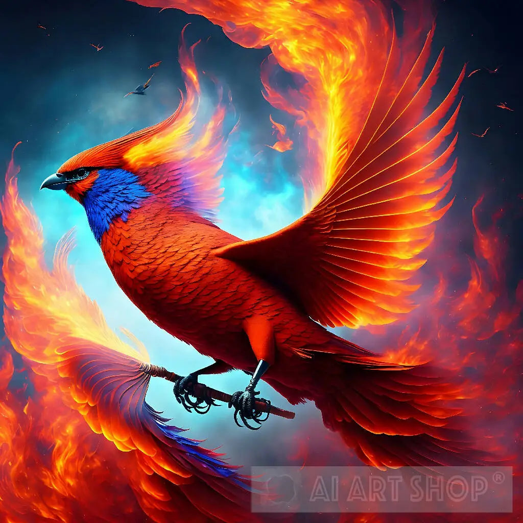 A majestic Firebird, surreal AI Artwork.