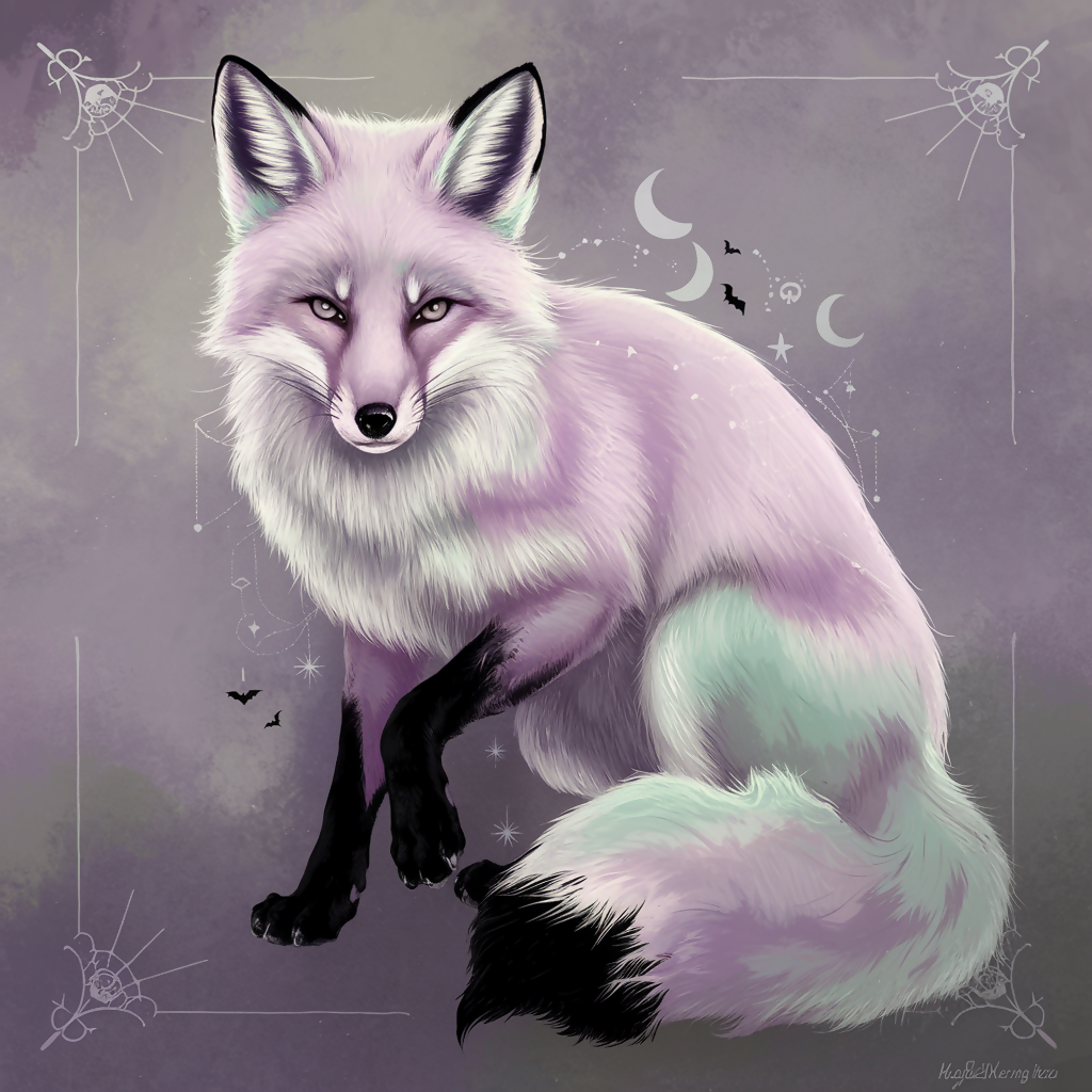 Pastel goth fox art