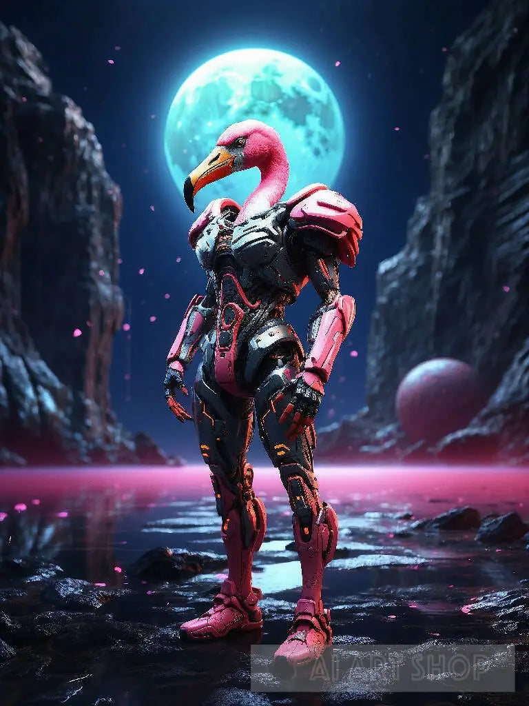 Flamingo in cyborg body #2