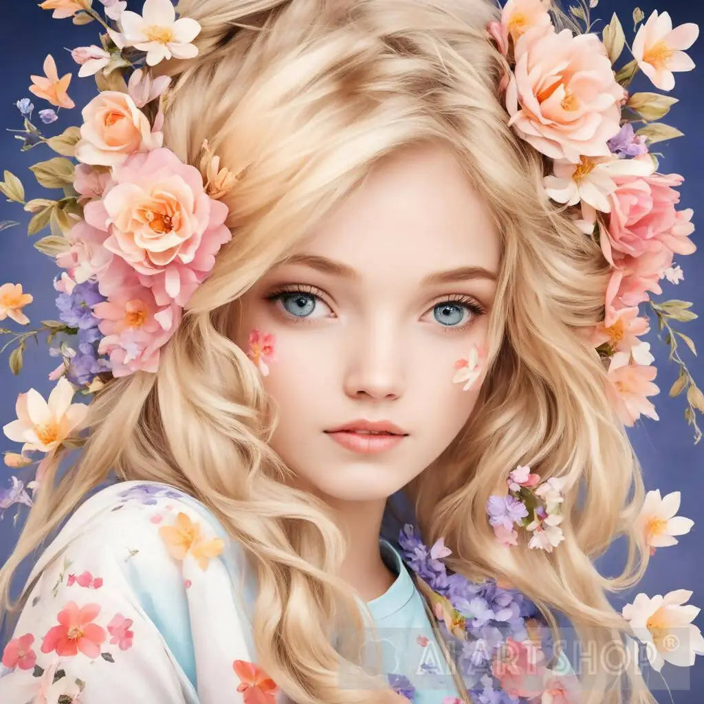 pretty girl with flowers in her hair