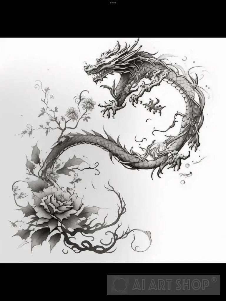 Floral dragon print