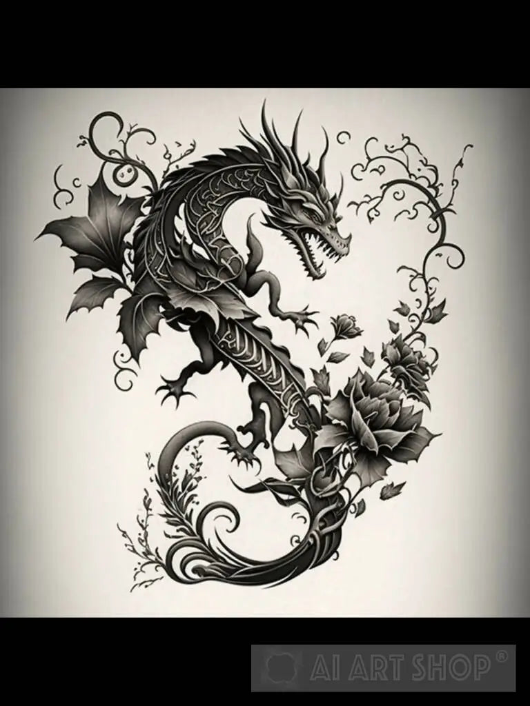 Floral dragon print