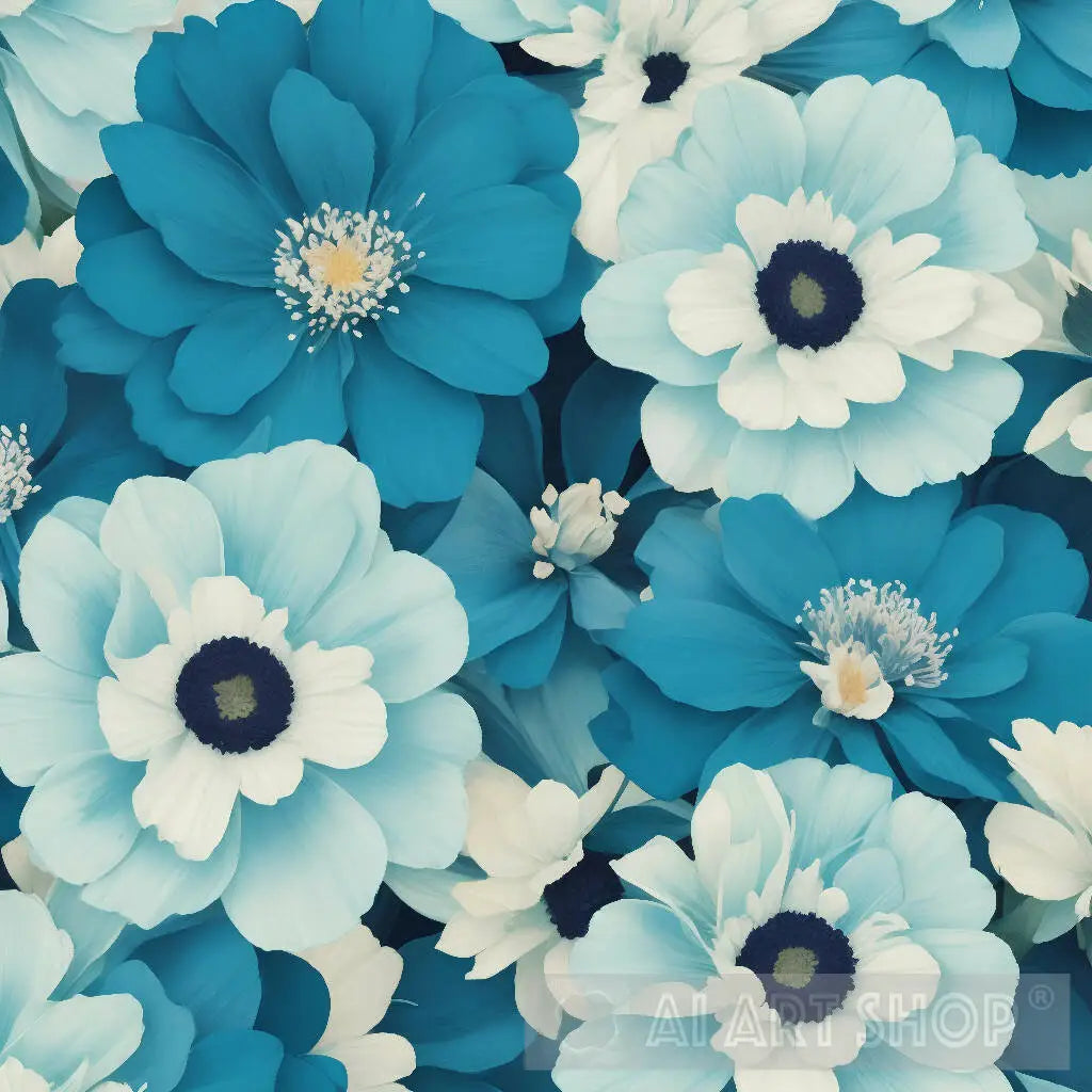 Flower Bloom Aqua, and Navy