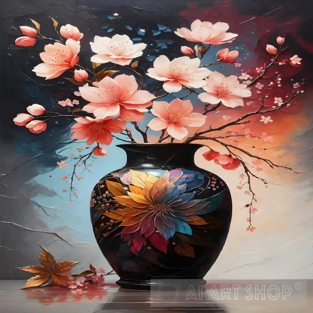 Flowers In A Vase, Floral Art, Vase Of Blooms, Botanical Beauty, Na...