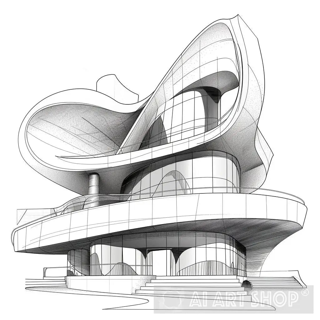 Fluid Harmony: Contemporary Building with Smooth Curves and Glass F...