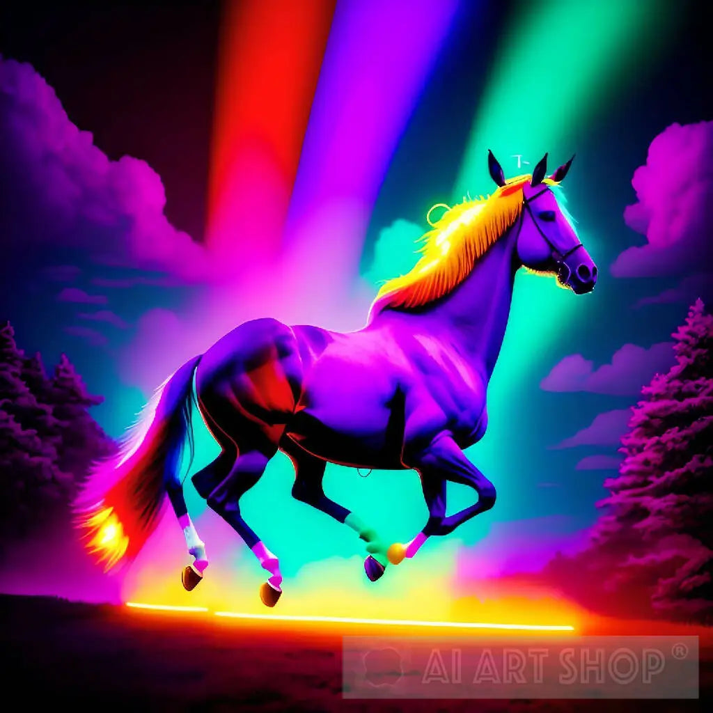 Neon Purple Horse Wallpaper