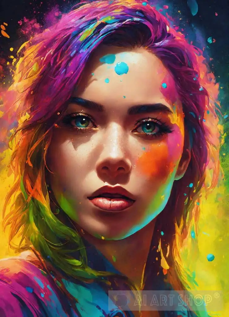 Focused girl painting artwork