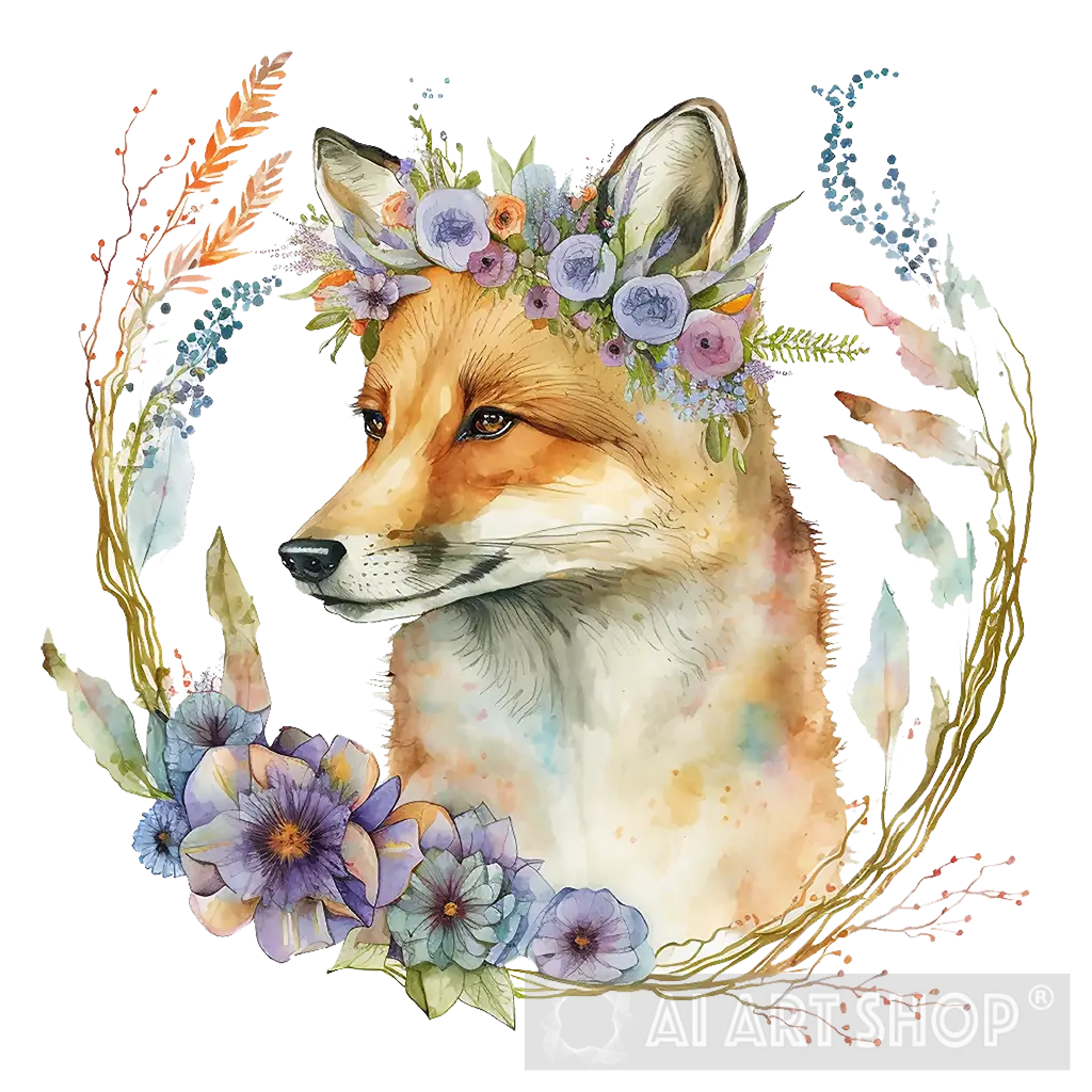 fox, flower, animal, cute, nature, floral, flowers, forest, foxes,