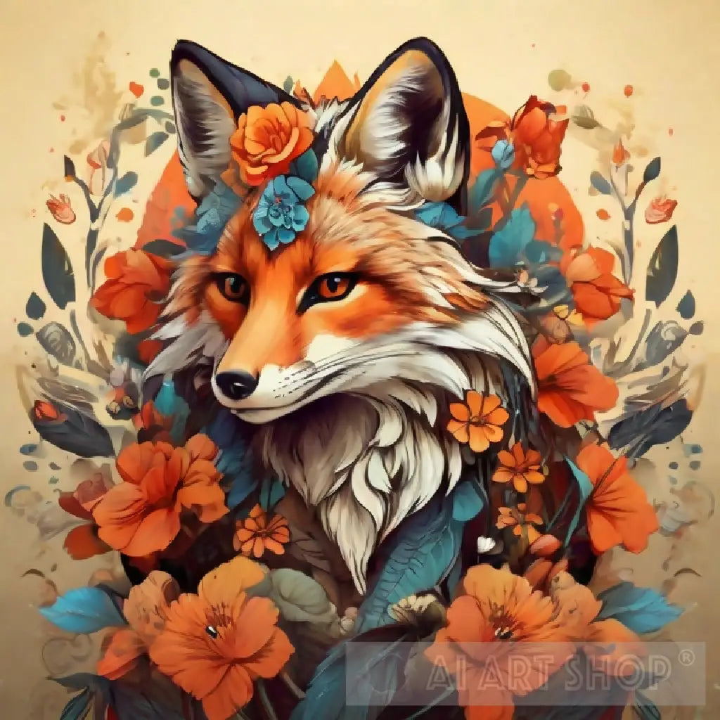 Fox With Flowers