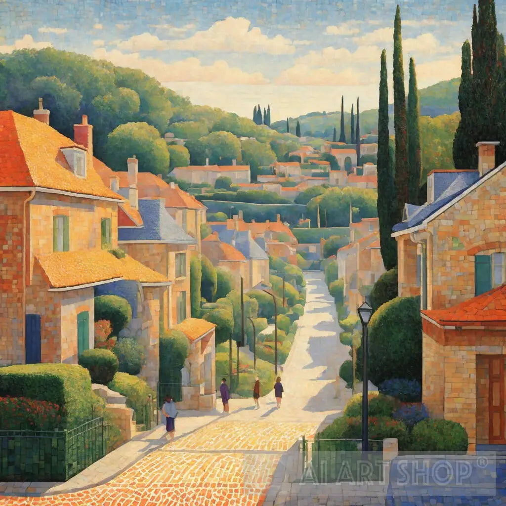 French suburbs in Seurat style