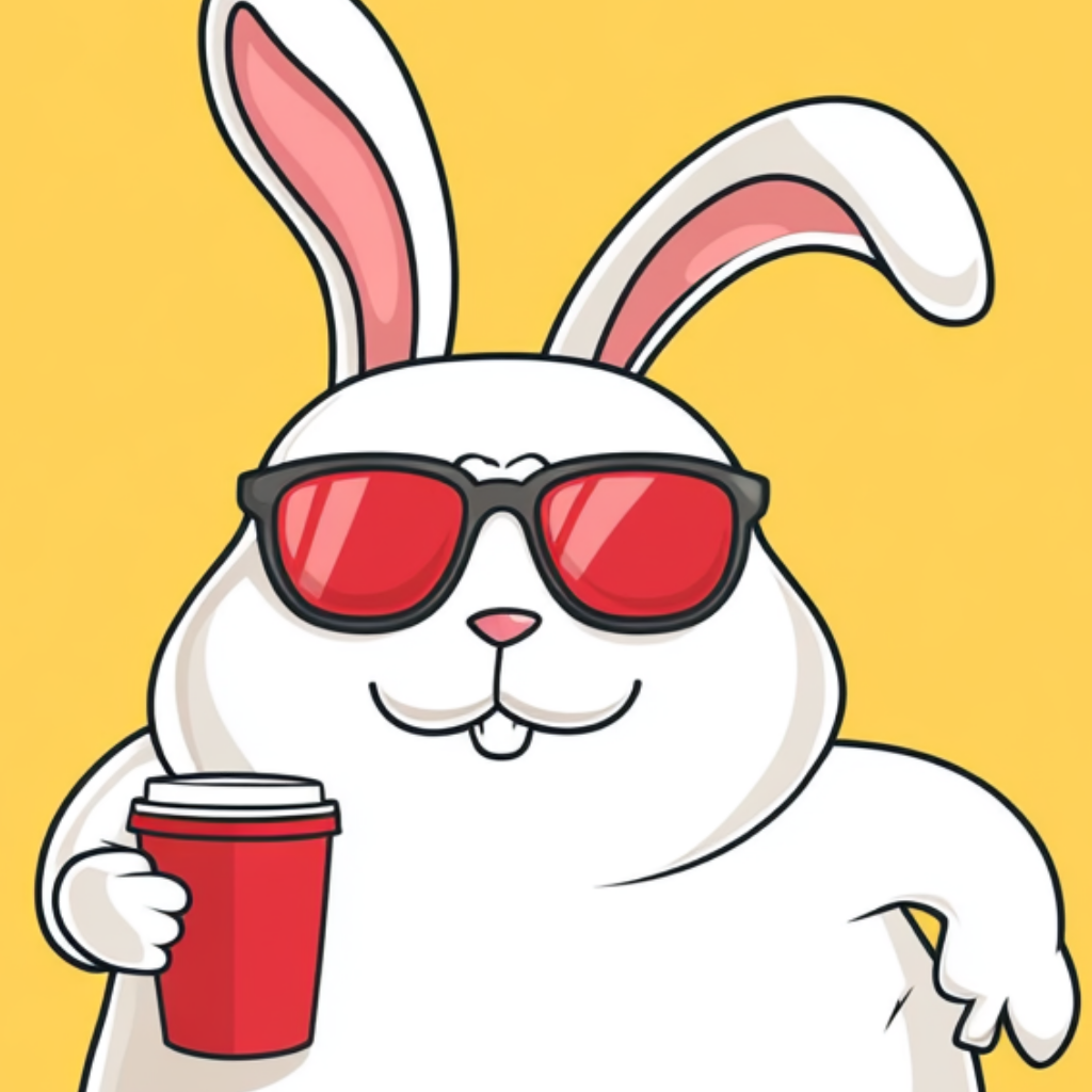 Cool Bunny – Sip Happens | Funny Cartoon AI Art