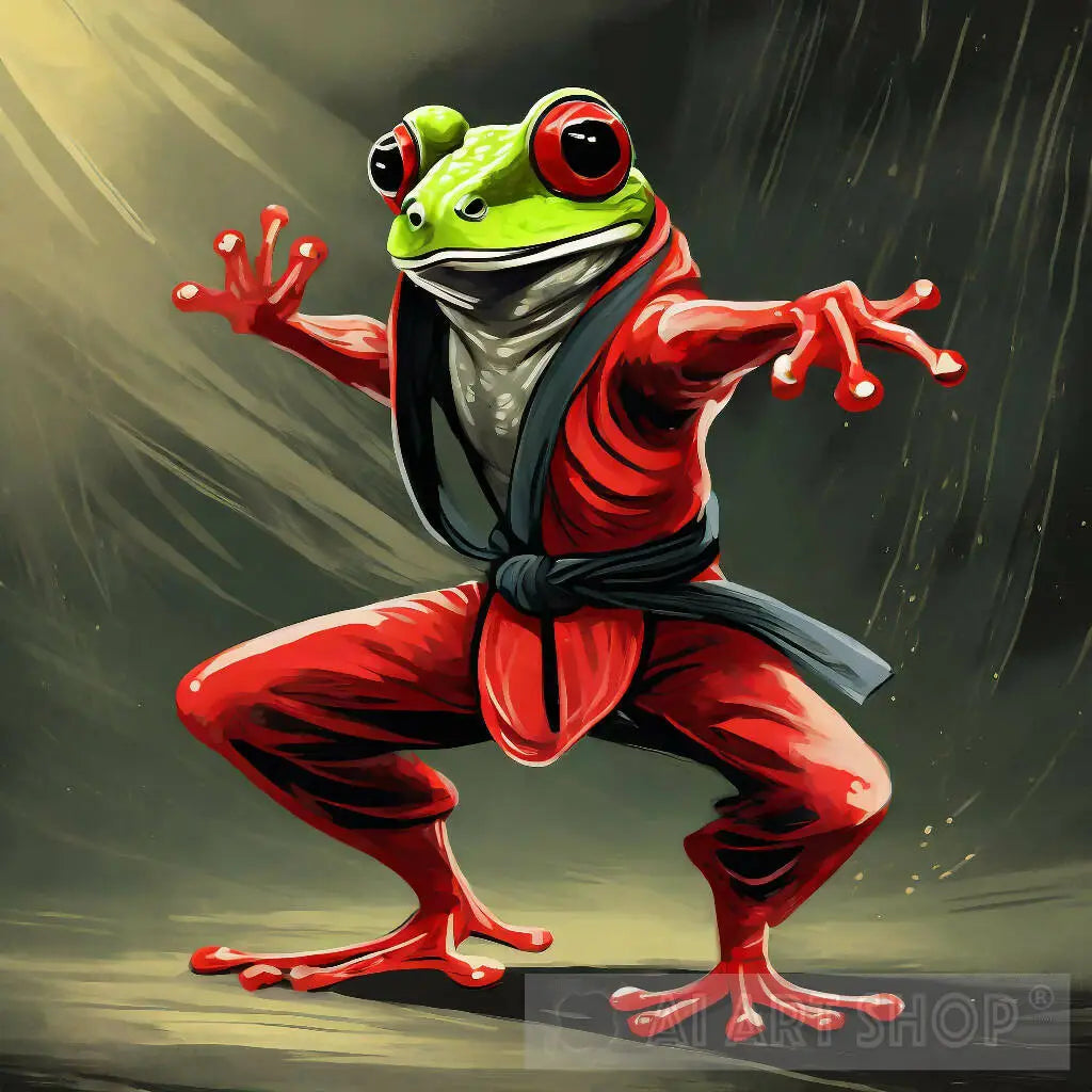Frog practicing martial art