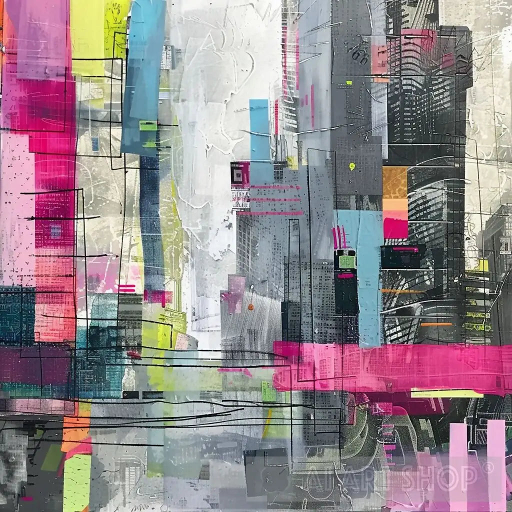 Futuristic City Collage - Modern Abstract Art