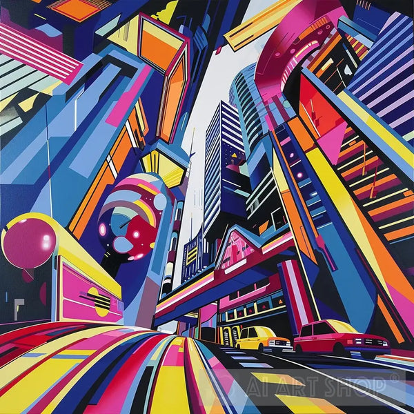 Futuristic Cityscape - Pop Art