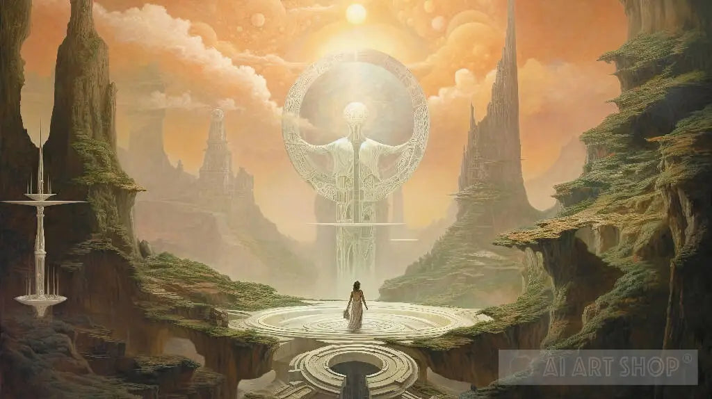 AI concept art, divine worship in a futuristic world