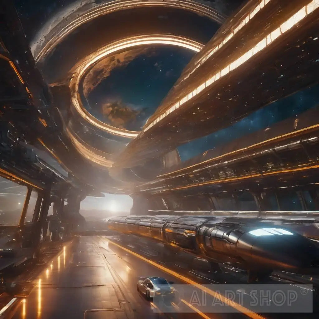 Futuristic Advanced Space Travel in 3000 AI Art