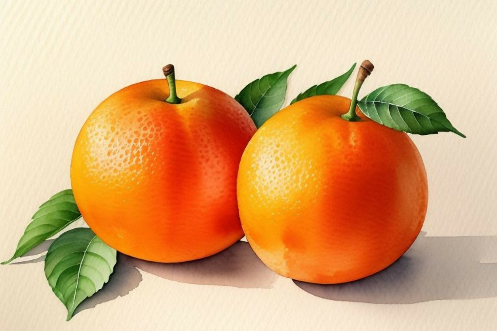 Watercolor Drawing of Two Oranges