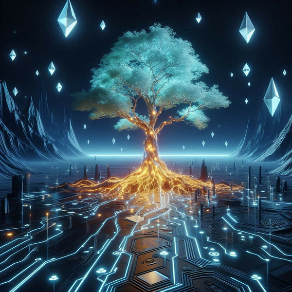 Futuristic Tree of Life: Nature and Technology Fusion Art