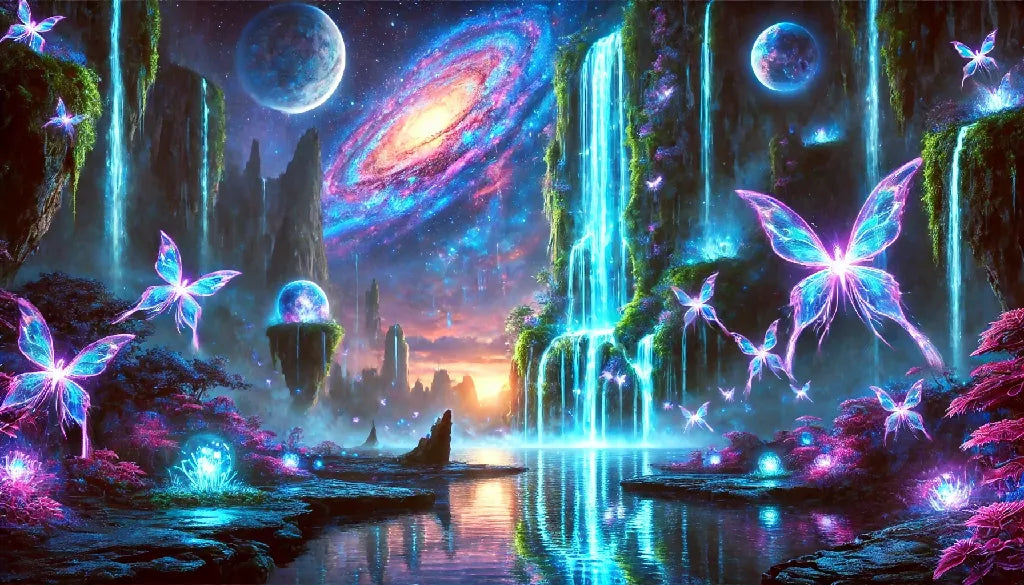 Galactic radiant waterfall cascading