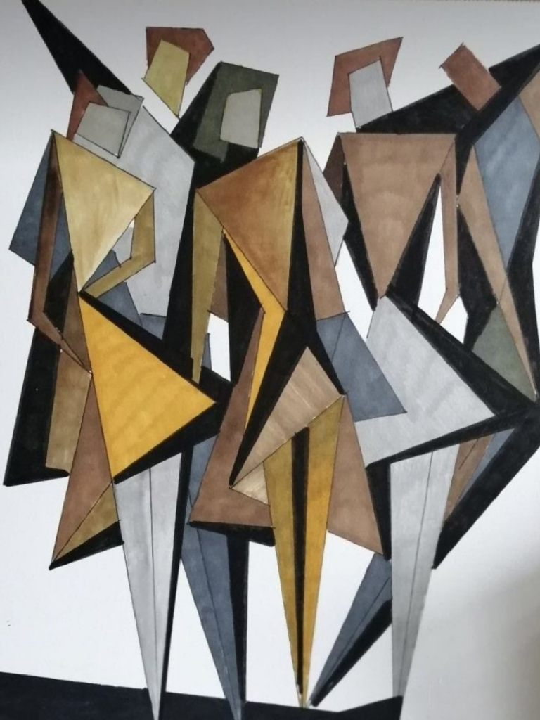 Abstract Geometric Figures Modern Cubist Digital Art