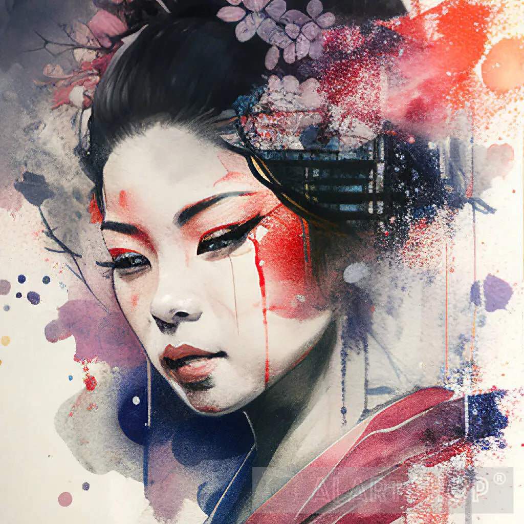Geisha AI Art aquarel painting