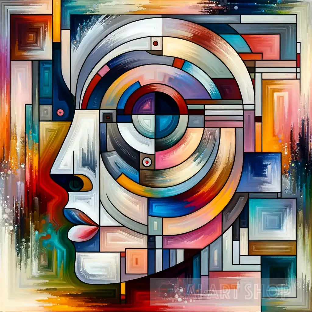 Contemporary AI Art - Geometric Emotions: Faces of the Future