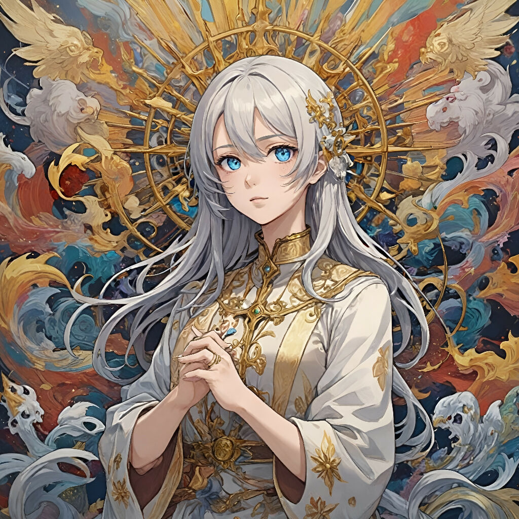 Divine Anime Portrait | Celestial Fantasy Art Print | Celestial Ser...