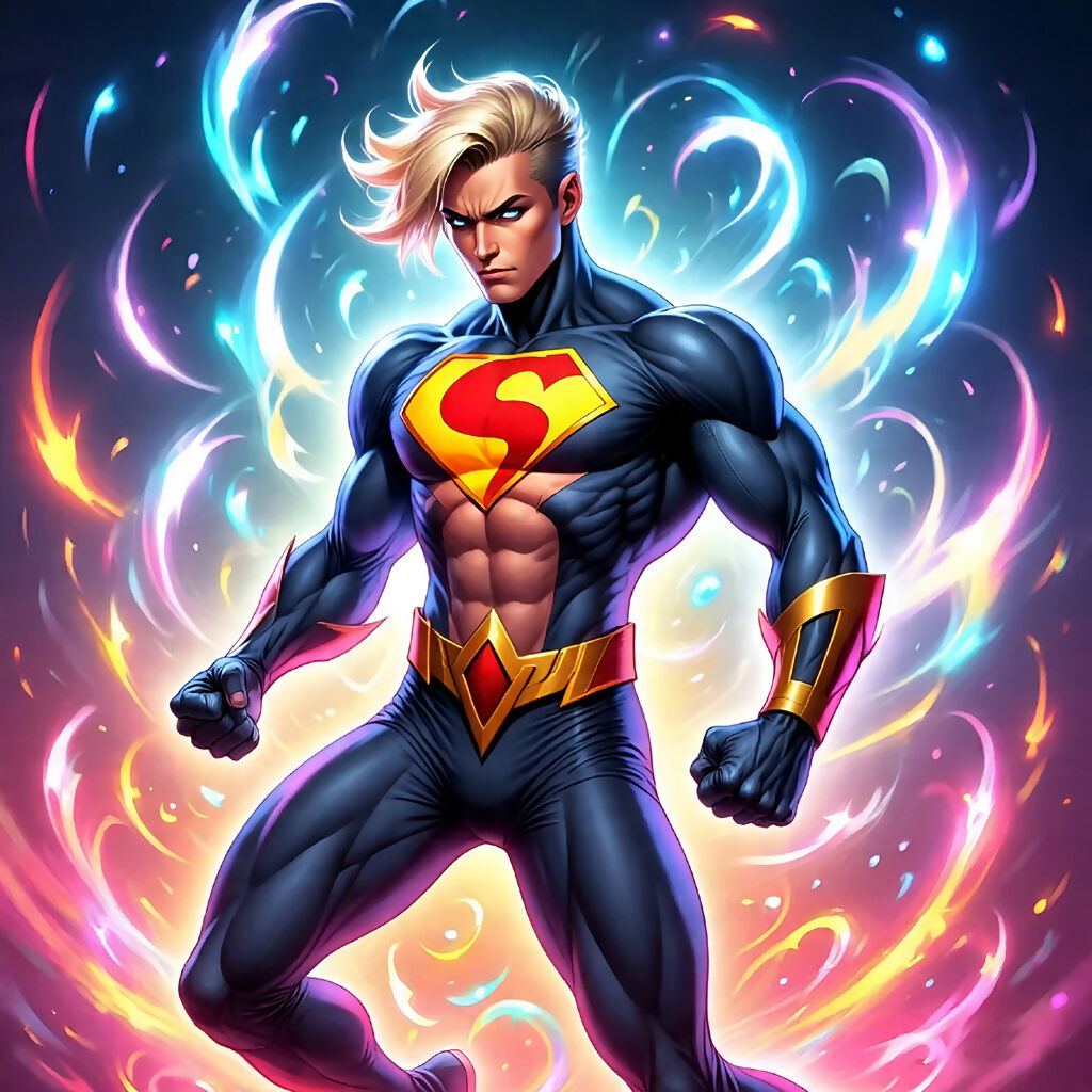 Solar Sentinel Hero Pop Art Superhero Digital Illustration