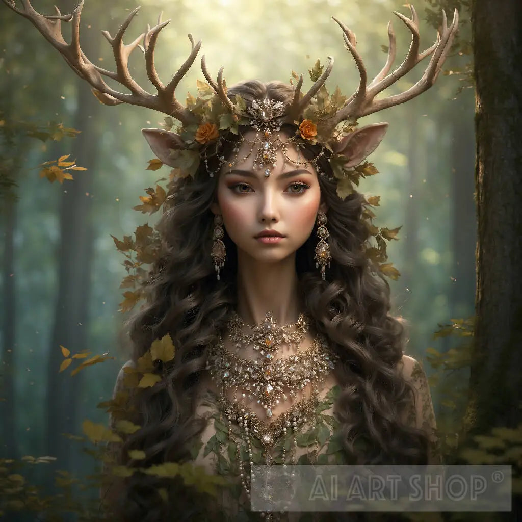 girl adorned in the attire of a deer