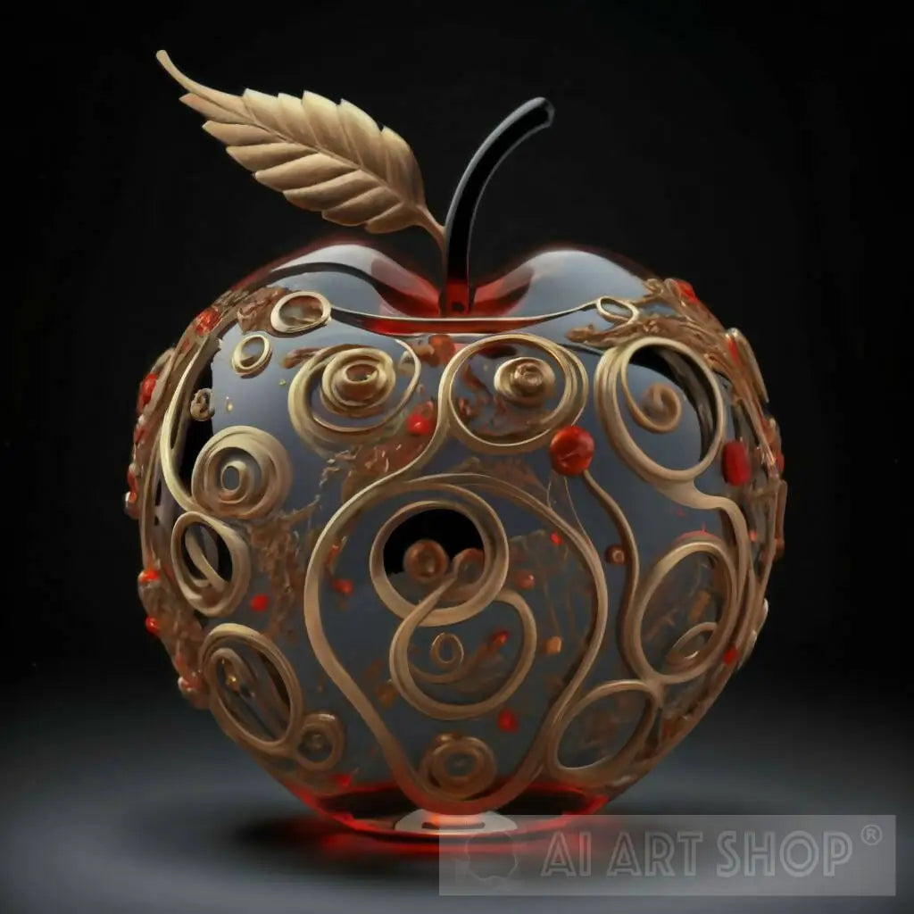 Glass apple with an intricate design