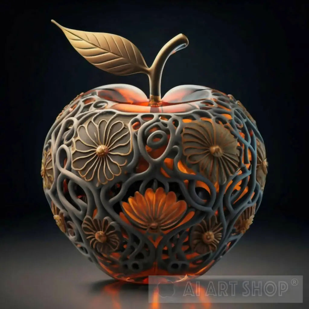Glass apple with an intricate design