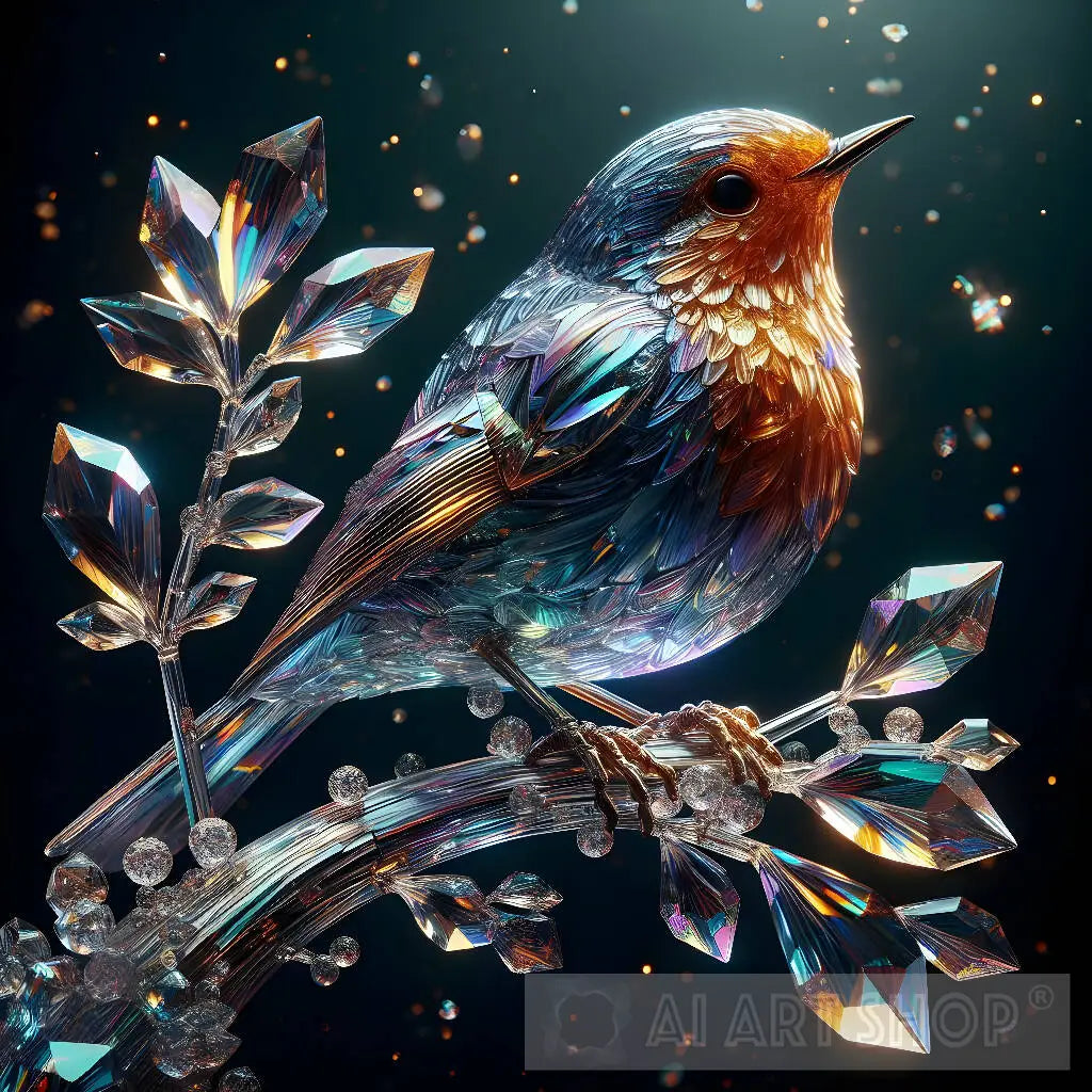 Glass Bird, Avian Art, Iridescent Glow, Delicate Beauty, Bird Artwo...