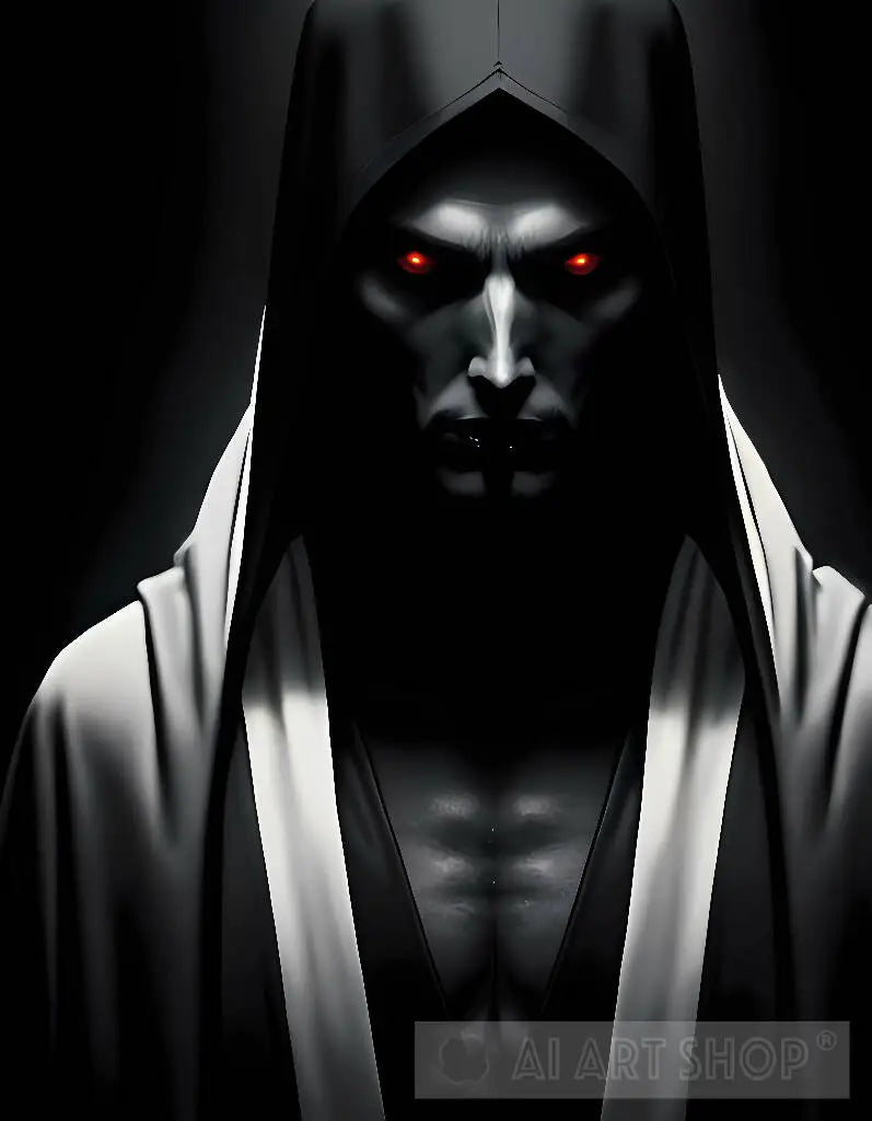 Gloomy character with glowing eyes