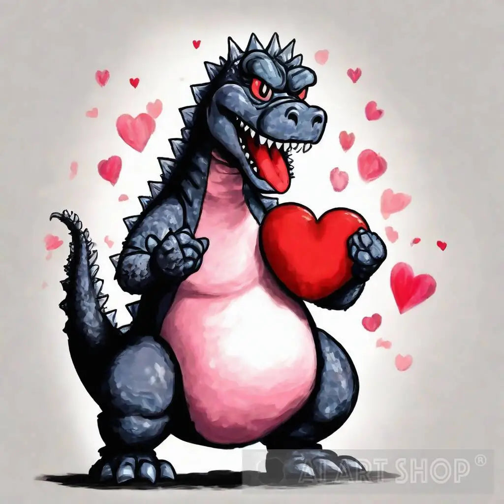 Godzilla, heart , love , Valentine's Day , Red heart,